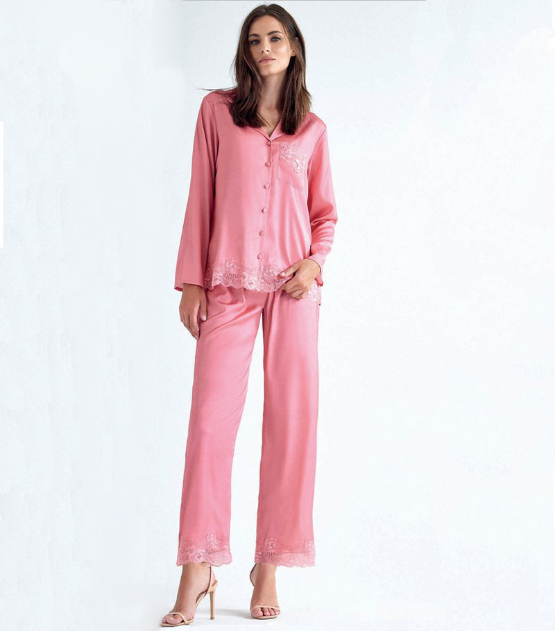 Lormar - Lormar Classic Satin Long Pajamas Set | Diamony | Luxury ...